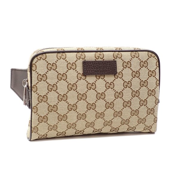 Gucci | Bags | Gucci Body Bag Beige Brown Gg Canvas Leather 44974 52766 ...